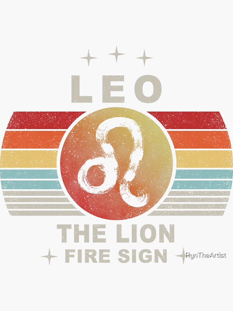 "Leo Fire Sign Astrology Zodiac Retro Vintage Element" Sticker by ...