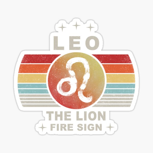 "Leo Fire Sign Astrology Zodiac Retro Vintage Element" Sticker by ...