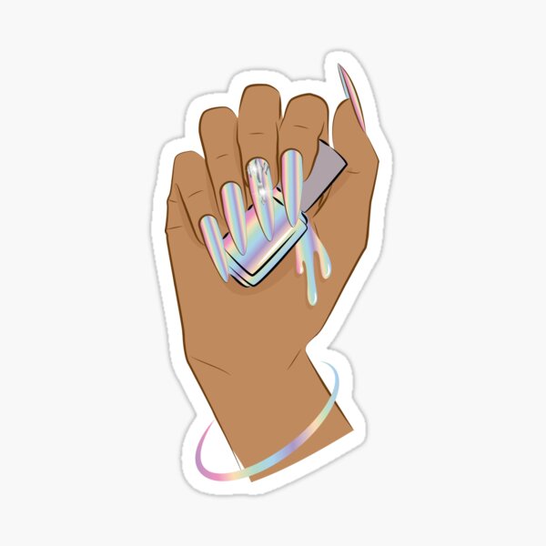 "Long Nails Holographic" Sticker for Sale by savanamms6 | Redbubble