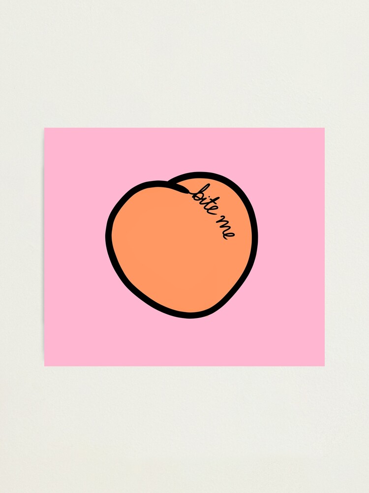 "Bite Me Cursive Peach" Photographic Print for Sale by tinyteacups ...