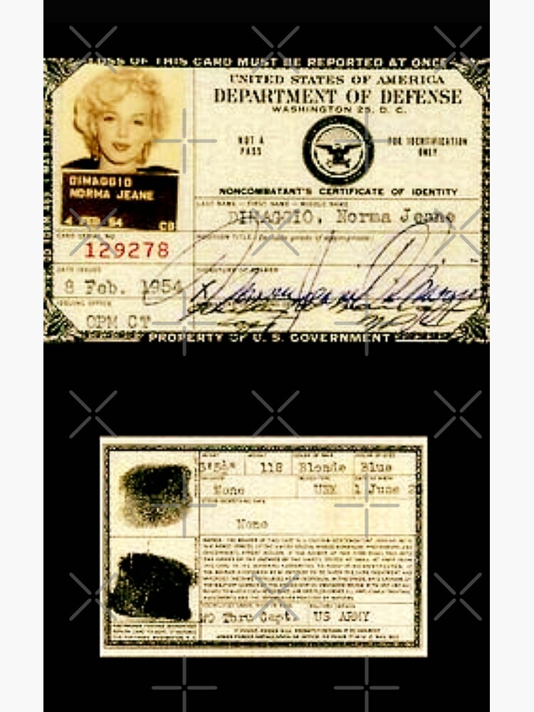 "Marilyn Monroe USO Id Card | Marilyn Monroe’s Pentagon ID, 1954 ...