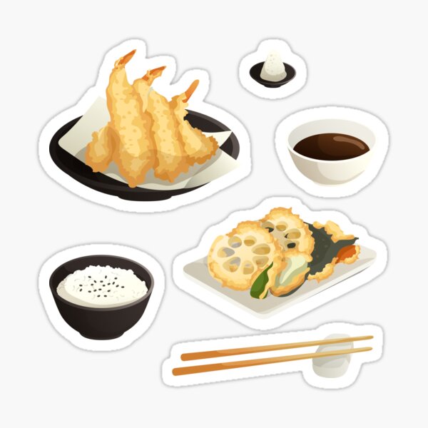 "Japanese Tempura Prawn and Vegetables Set" Sticker for Sale by ...