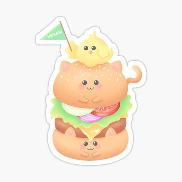 "Vegan Cat Burger" Sticker for Sale by natgreenart | Redbubble