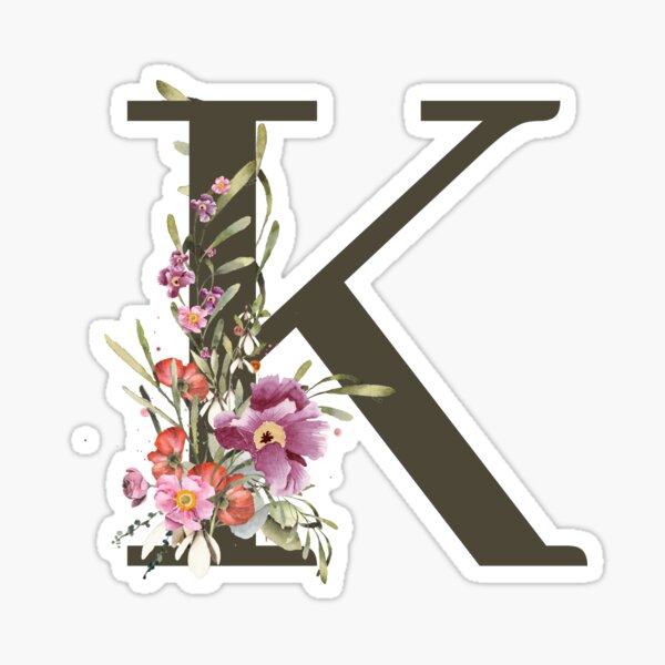 "Floral Wreath Bouquet Arrangement Monogram Letter K" Sticker for Sale ...