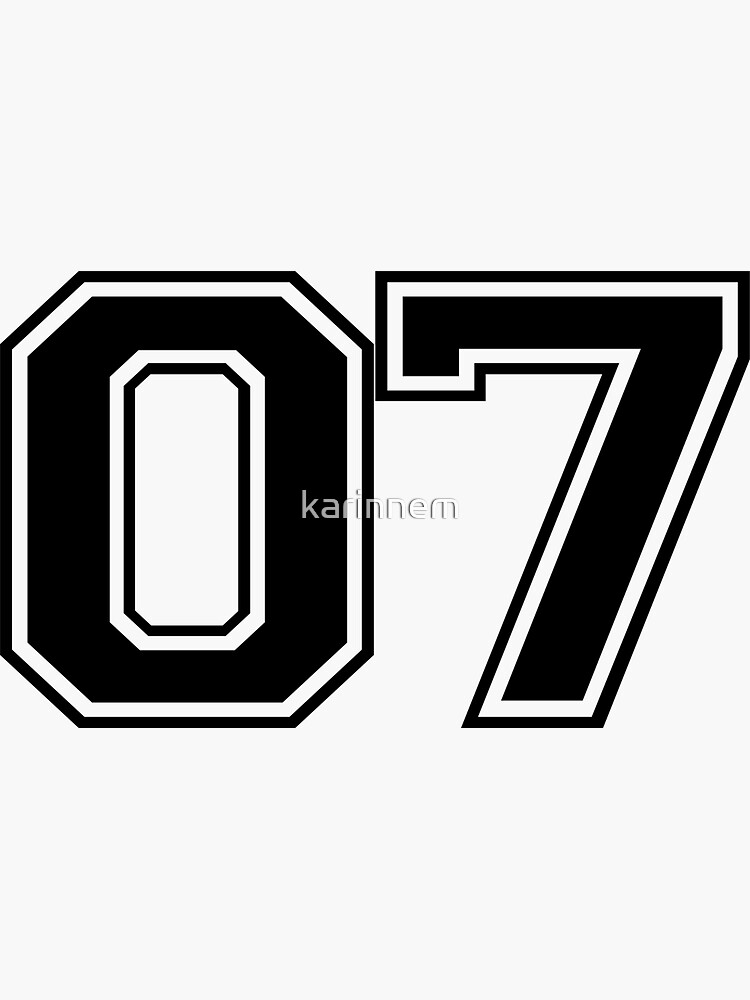 "Varsity Number 07 Graphic" Sticker for Sale by karinnem | Redbubble