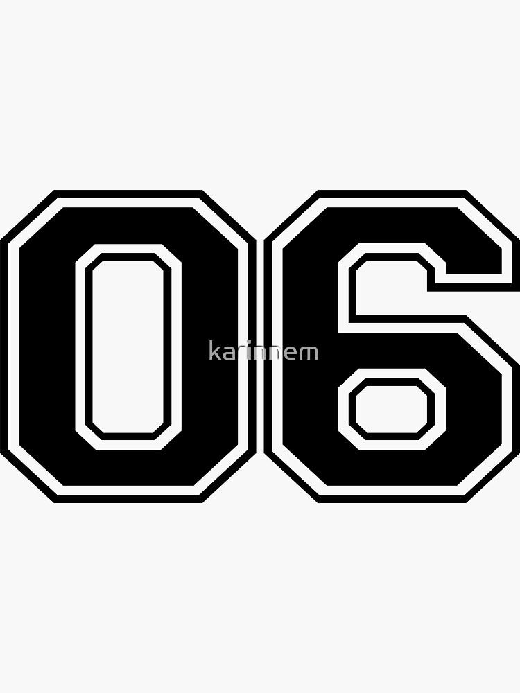 "Varsity Number 06 Graphic" Sticker for Sale by karinnem | Redbubble