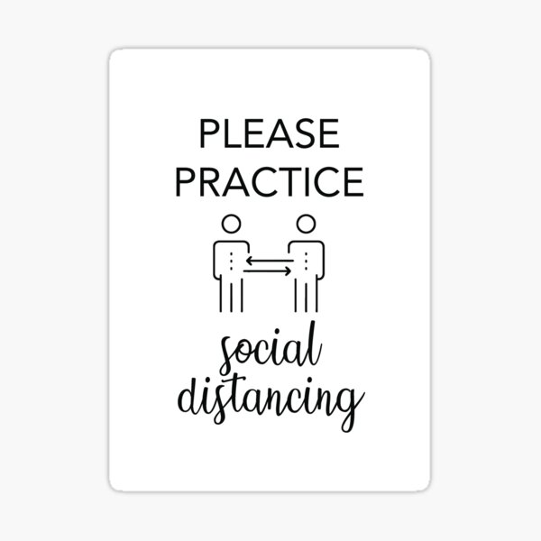 "Social Distancing Cute Sign" Sticker for Sale by franci-m | Redbubble