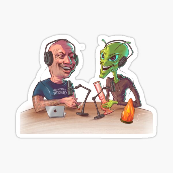 "Joe Rogan and The Alien" Sticker for Sale by whateverprints | Redbubble