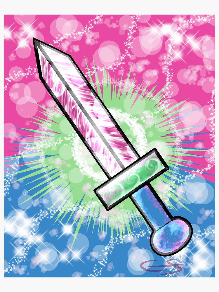 "Polysexual flag pride sword w/background" Sticker by LeafyLaFeuille ...