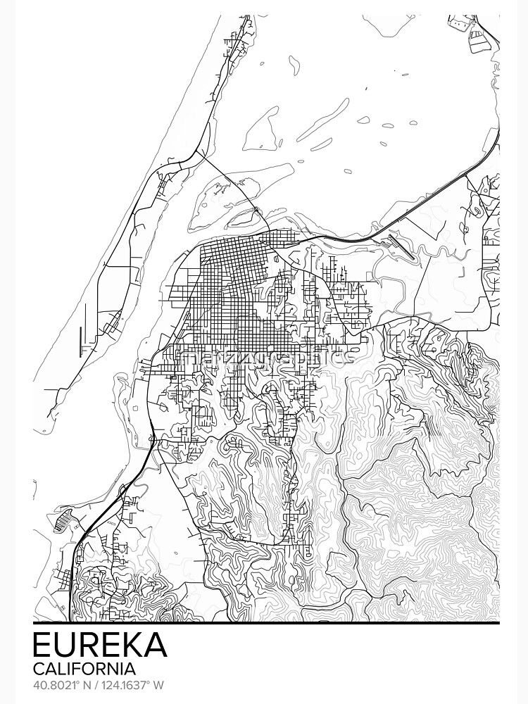 "Eureka map poster print wall art, California gift printable, Home and ...