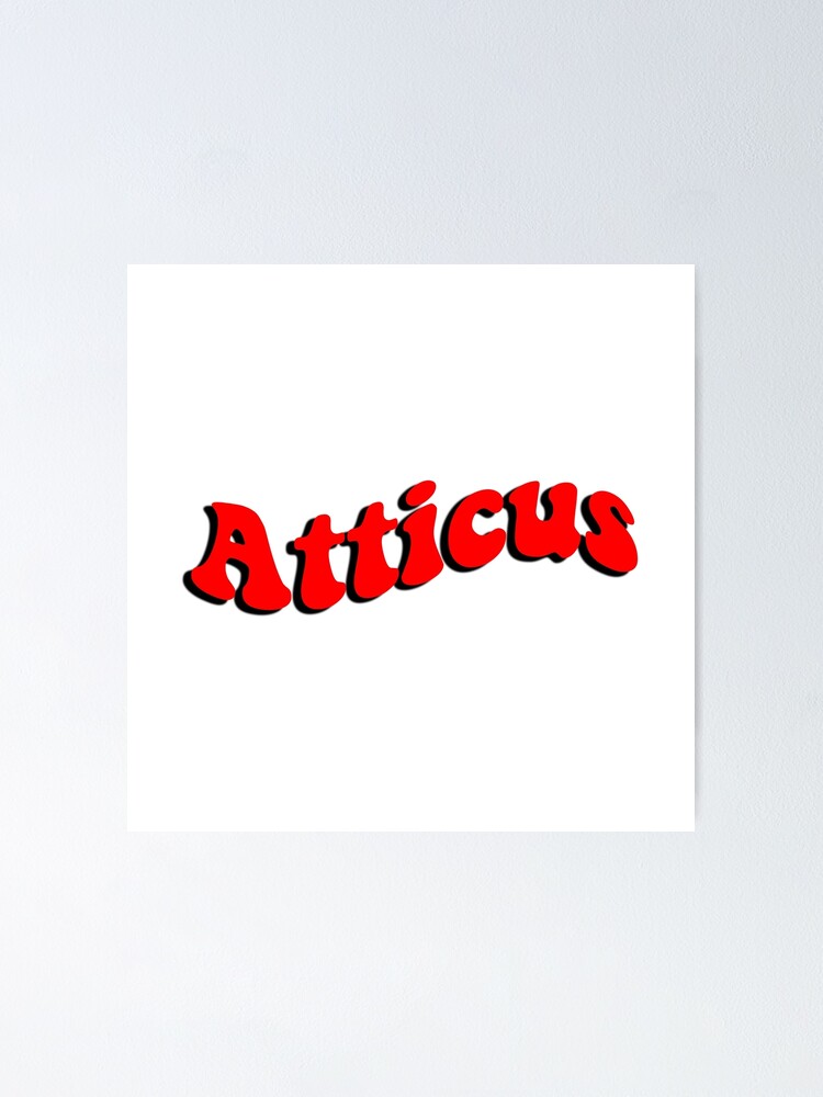 "Atticus Red Custom Name Sticker Wavy" Poster by PeachiesDesigns ...
