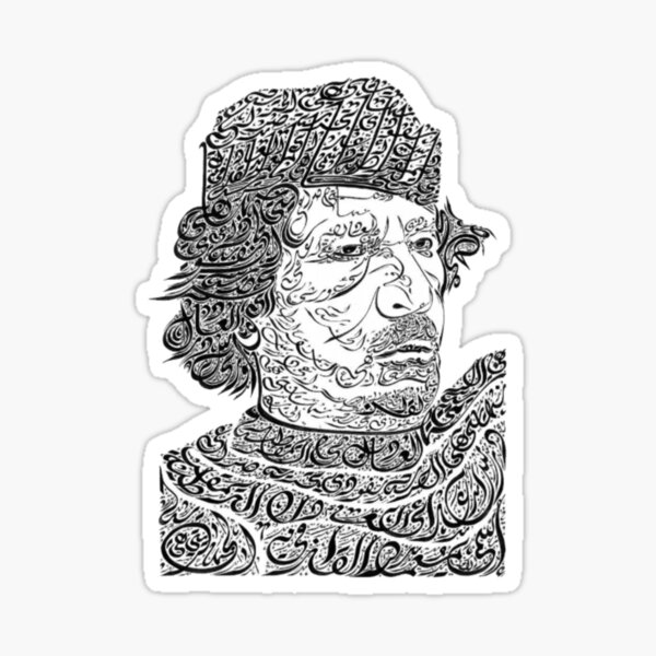 "Colonel Muammar Al-Gaddafi Image Arabic Calligraphy" Sticker for Sale ...