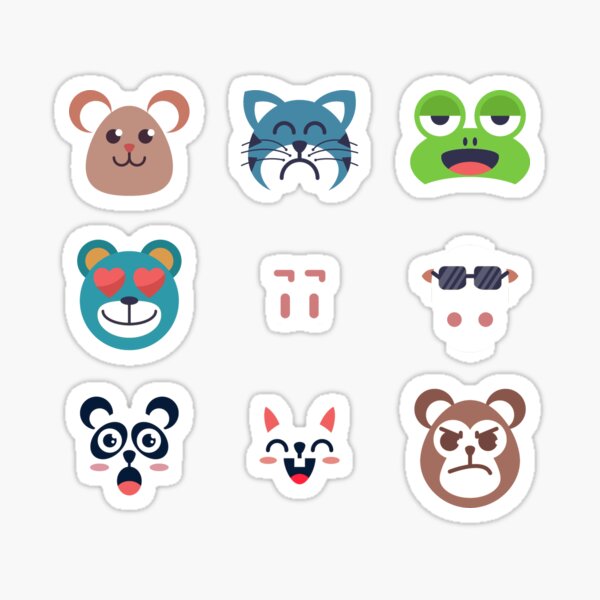 "Animal face sticker pack" Sticker for Sale by Midhuna | Redbubble