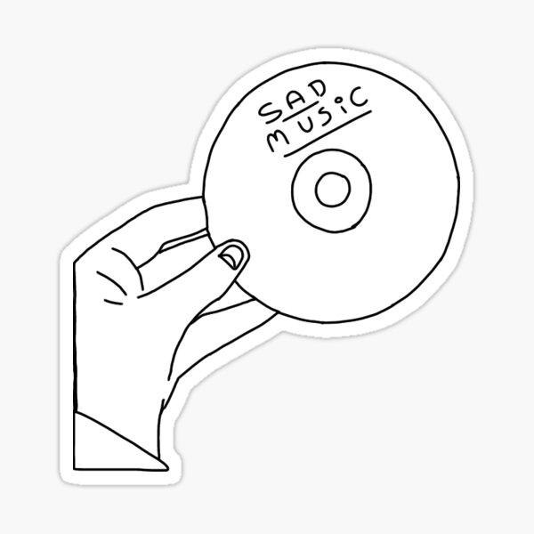 "sad music illustration" Sticker for Sale by madebythepaw | Redbubble