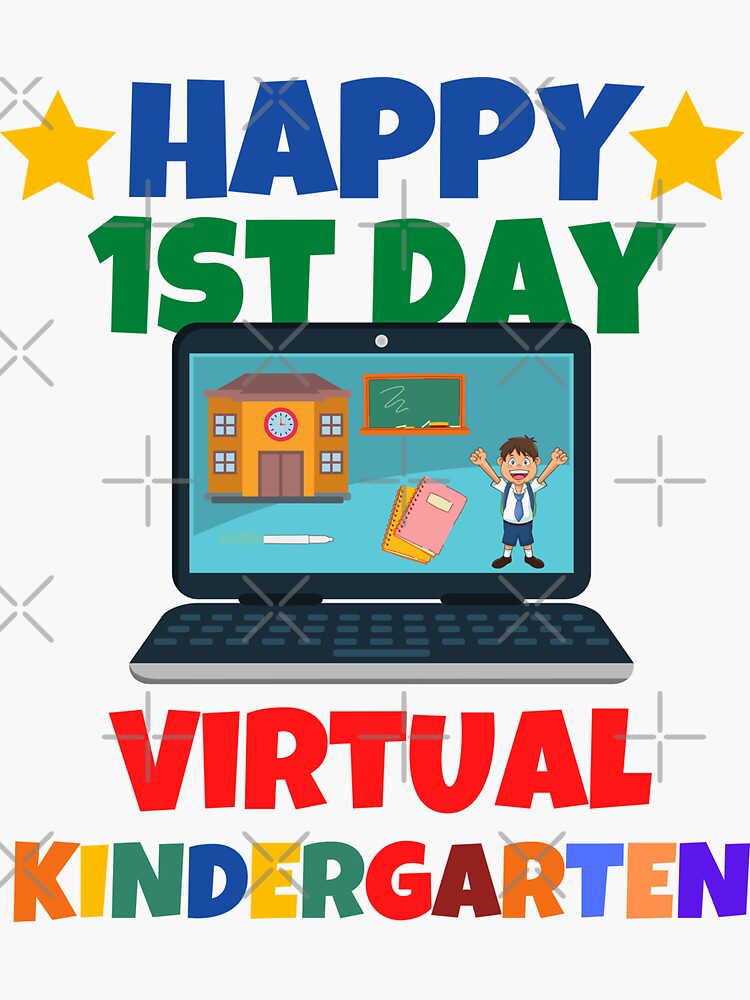 "happy first day of virtual school shirt gift for students" Sticker by ...