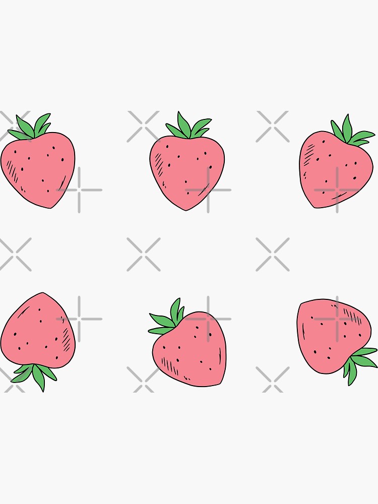 "Cute Pastel Pink Aesthetic Strawberry Pattern" Sticker by noryushi ...