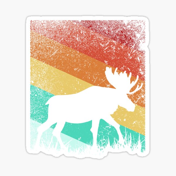 " retro moose lover,moose birthday animal vintage moose elk" Sticker ...