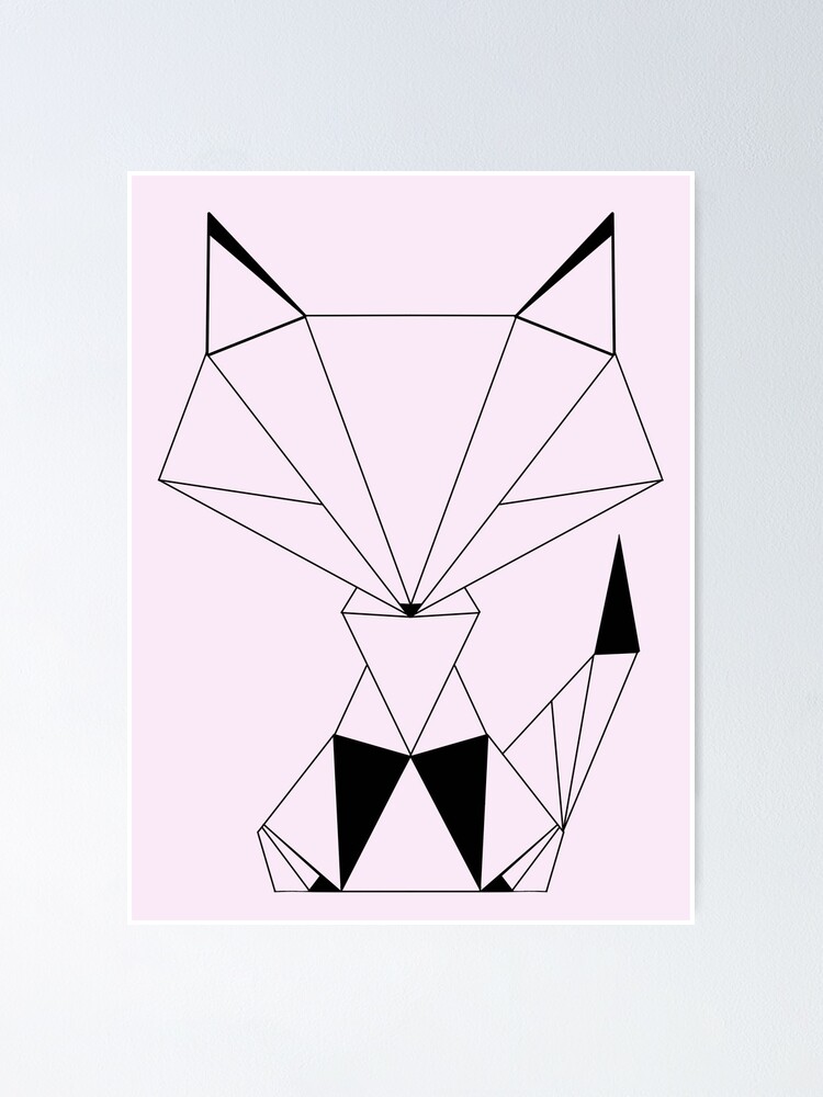 "Geometric Fox Black Outline" Poster for Sale by Lunilume | Redbubble
