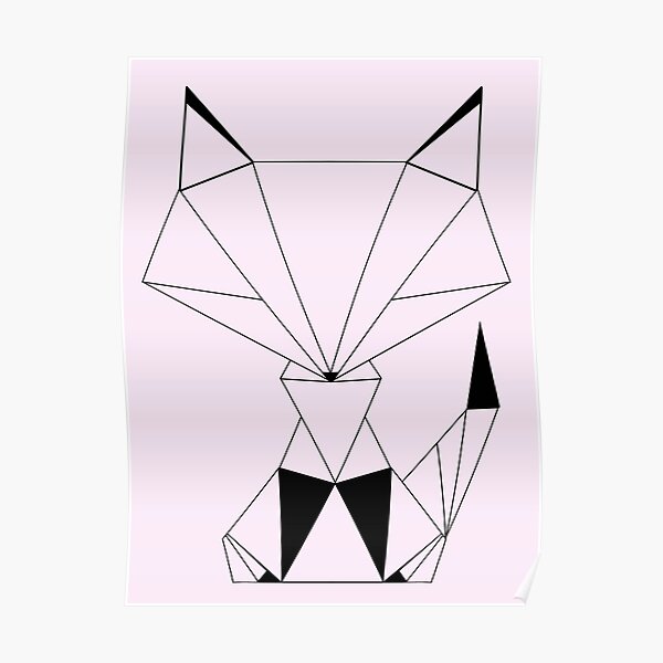 "Geometric Fox Black Outline" Poster for Sale by Lunilume | Redbubble