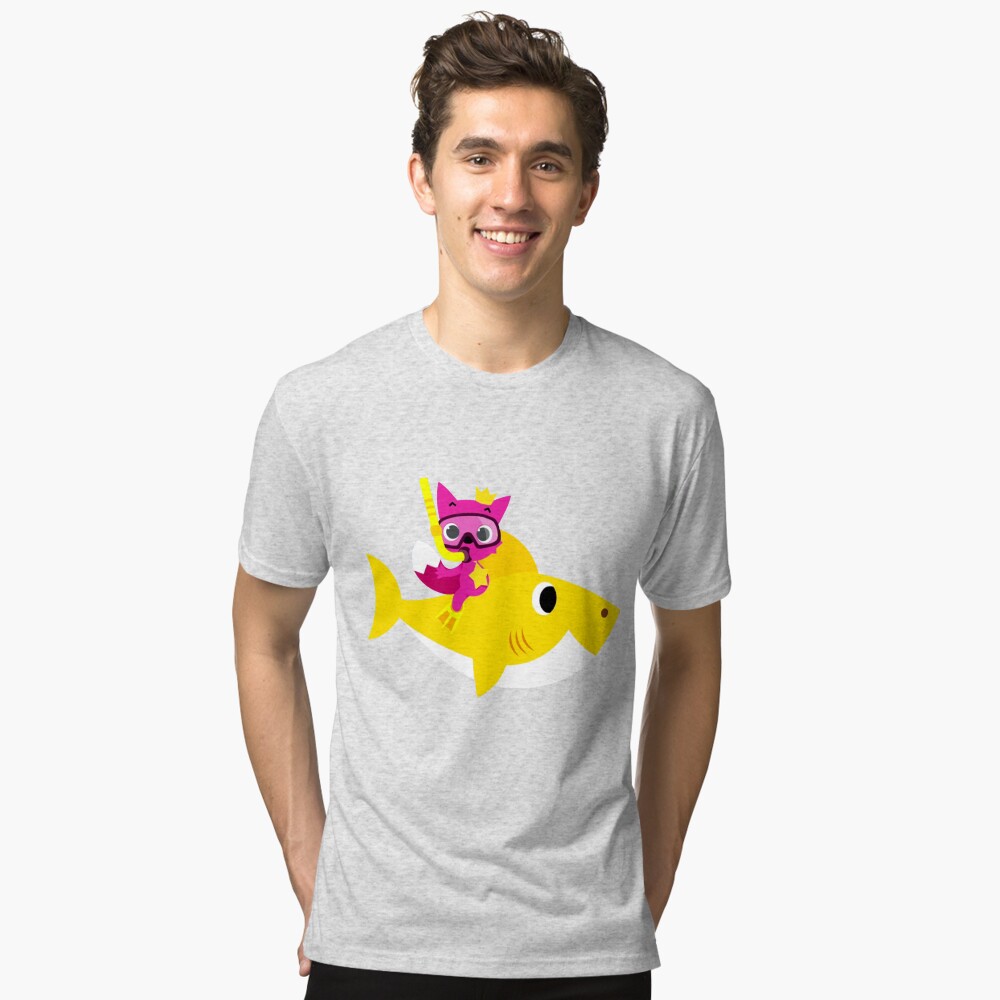 "Pink Fong Riding A Yellow Shark" Sticker for Sale by FongFotos | Redbubble