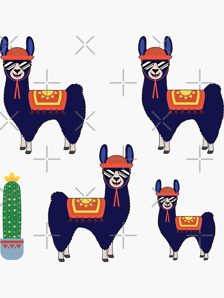 "Stylish Blue Lama with sunglasses cute cartoon character" Sticker by ...