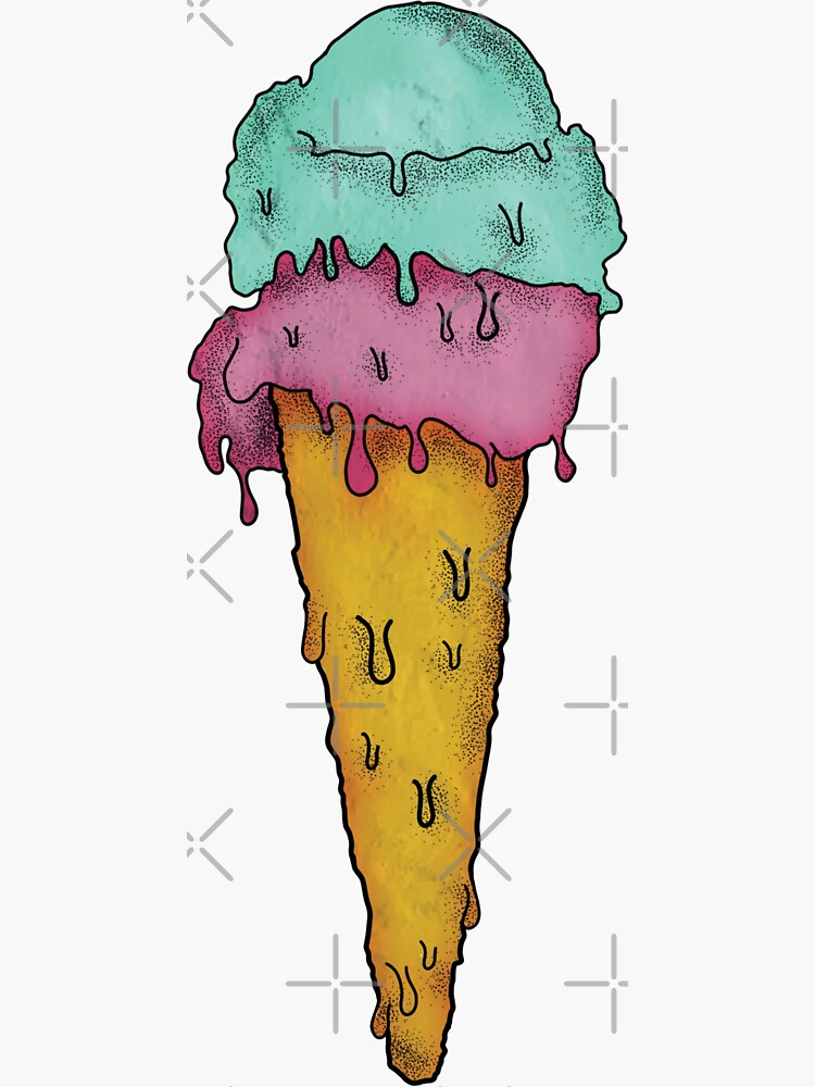 "Trippy Melting Ice Cream" Sticker by sharpecanary | Redbubble