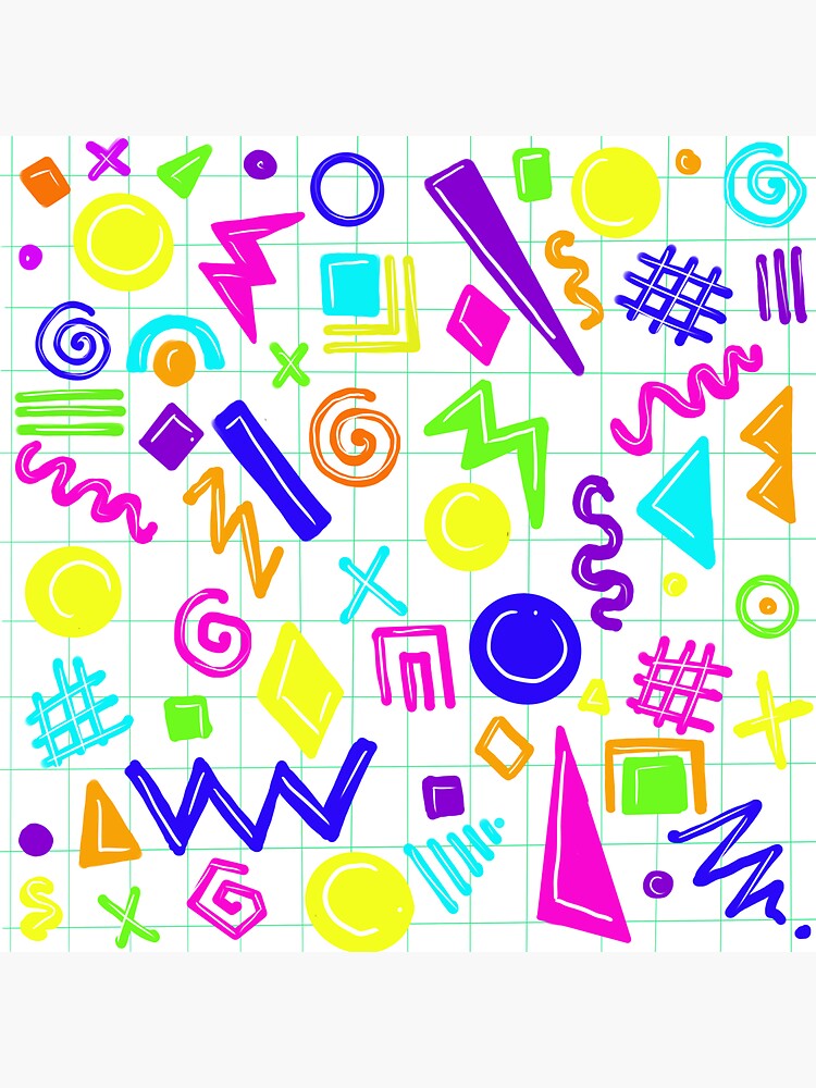 " 90s print on white background with grid" Sticker for Sale by FoxRoad ...