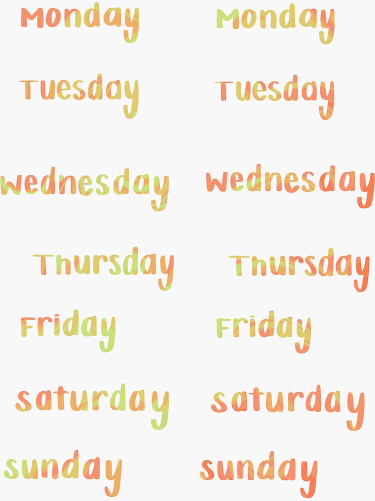 "Fall Days of the week sticker pack " Sticker by nfrowley | Redbubble