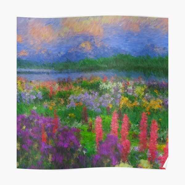 "Colorful Impressionist Flower Field" Poster by maryedenoa | Redbubble