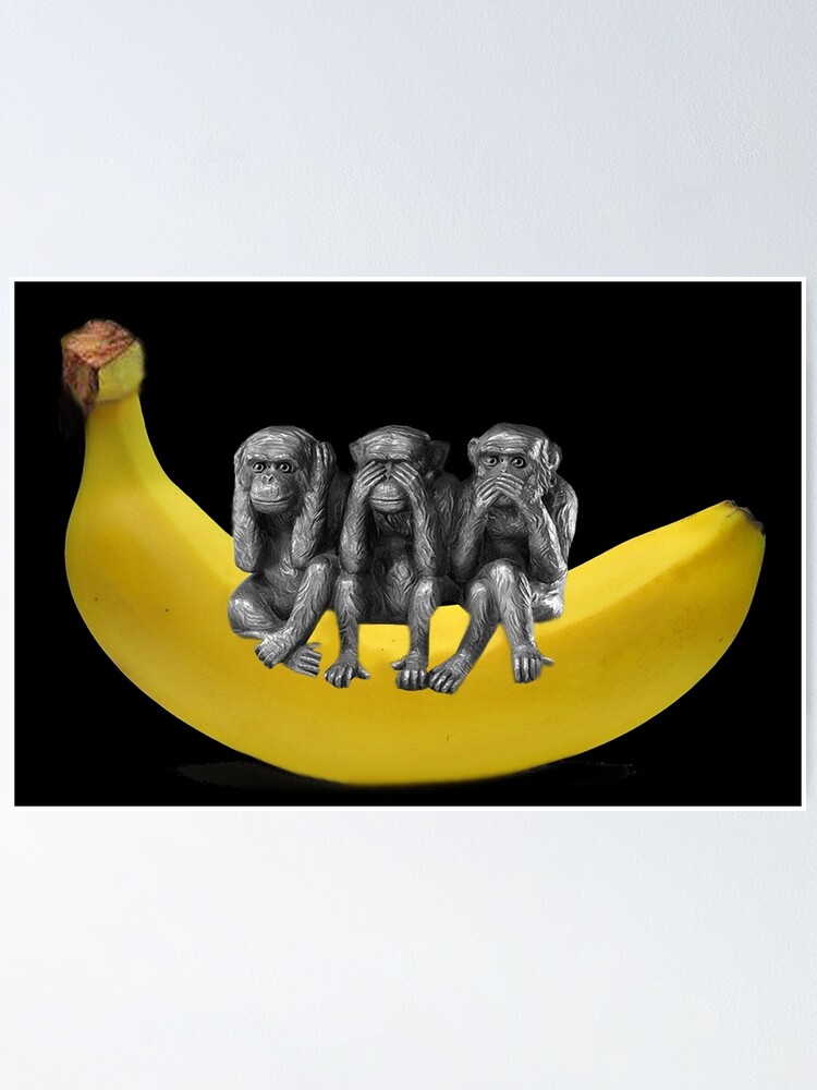 MONKEYS SIGN LANGUAGE SITTING ON BANANA ‿ " Poster for Sale by ...