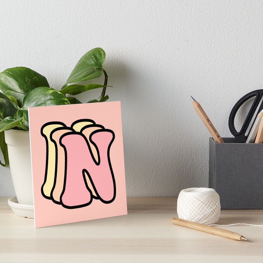 "Pink Aesthetic Groovy Letter N" Art Board Print for Sale by ...