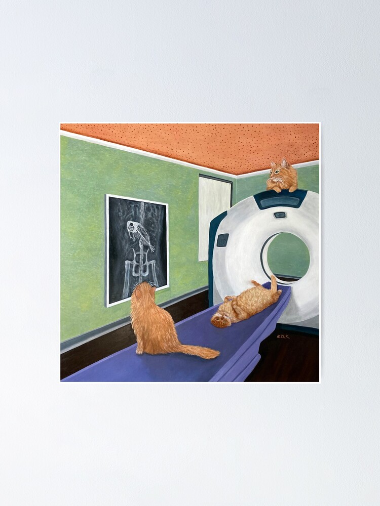 "CAT Scan. Cat swallowed a big fish." Poster for Sale by KarenZuk ...