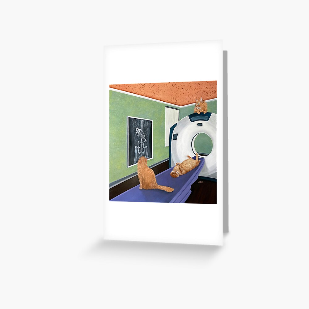 "CAT Scan. Cat swallowed a big fish." Greeting Card by KarenZuk | Redbubble
