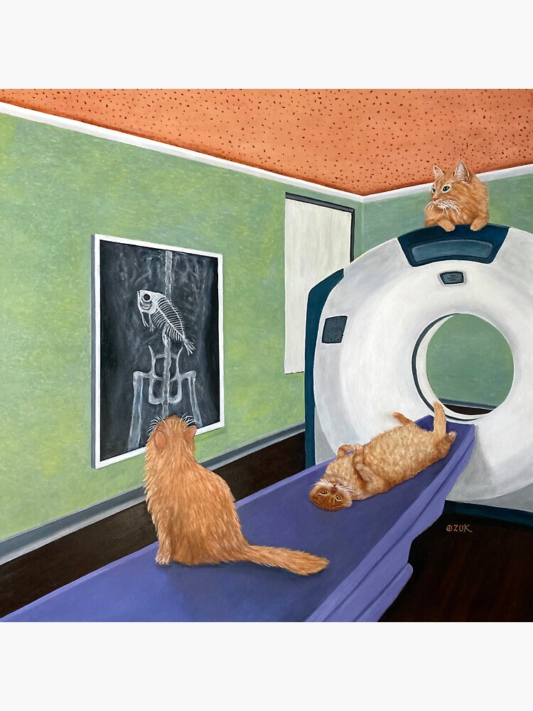 "CAT Scan. Cat swallowed a big fish." Sticker for Sale by KarenZuk ...