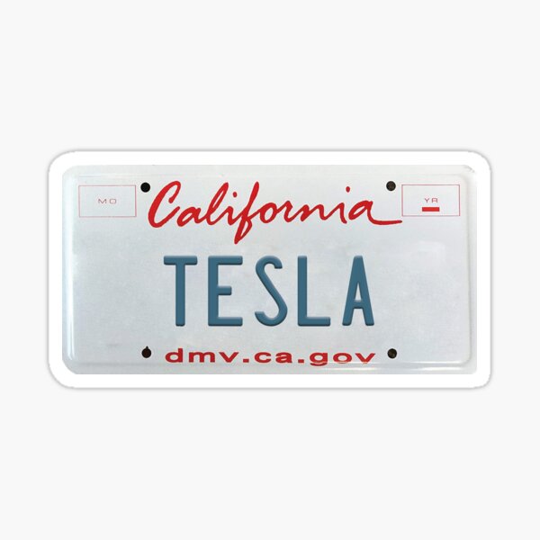"Tesla license plate California" Sticker by GPCDesign | Redbubble