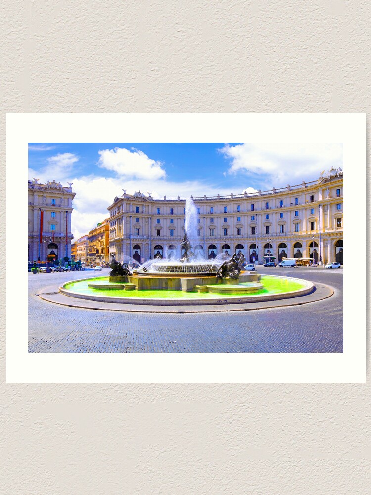 "Rome, Italy - Fountain roundabout outside Piazza della Republica" Art ...