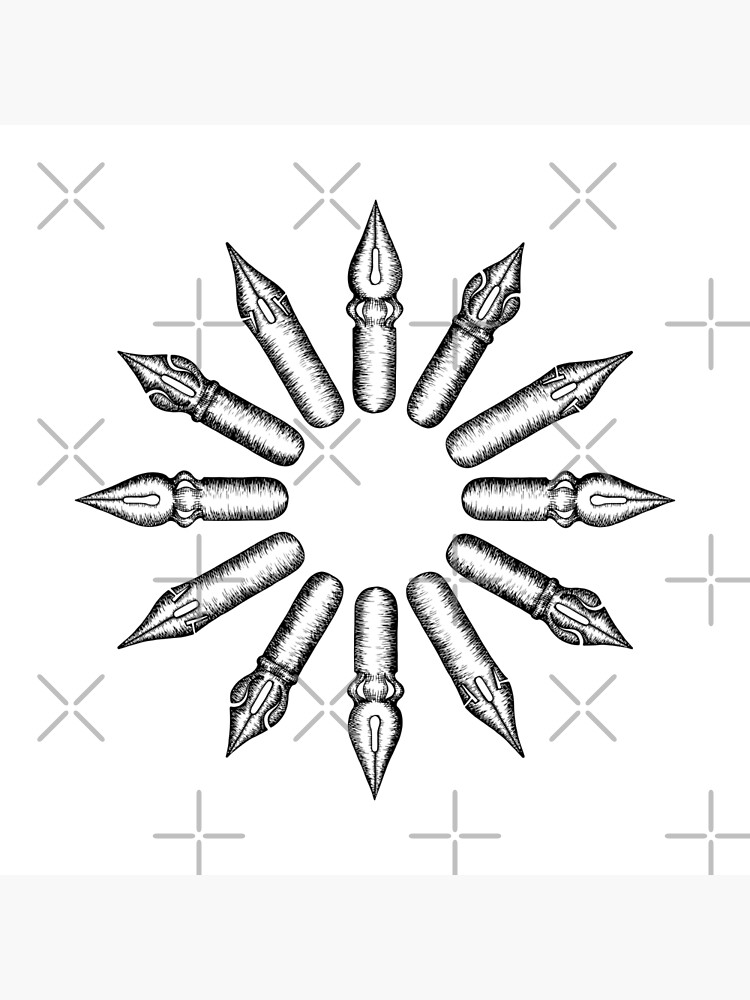 "Dip Pen Nibs Circle (Black and White)" Poster for Sale by illucalliart ...