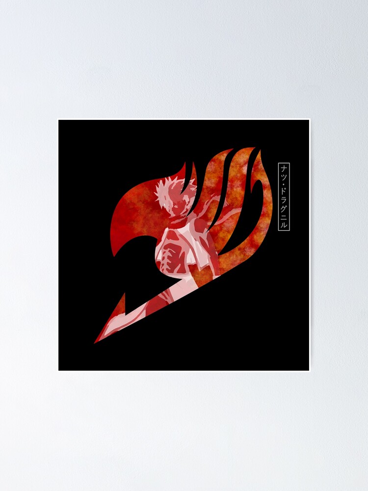 "Natsu Dragneel Fire - Fairy Tail Symbol - Dark Colors" Poster for Sale ...