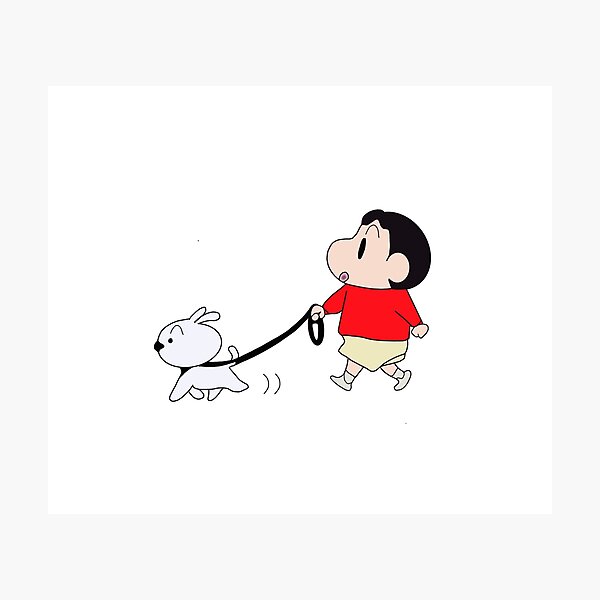 "Crayon Shin-chan takes Shiro out for a walk" Photographic Print for ...