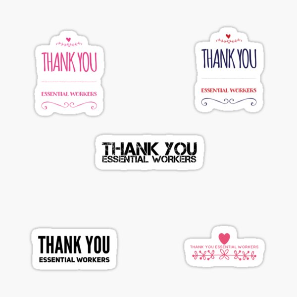 "Thank You Essential Workers Sticker Pack" Sticker for Sale by ...