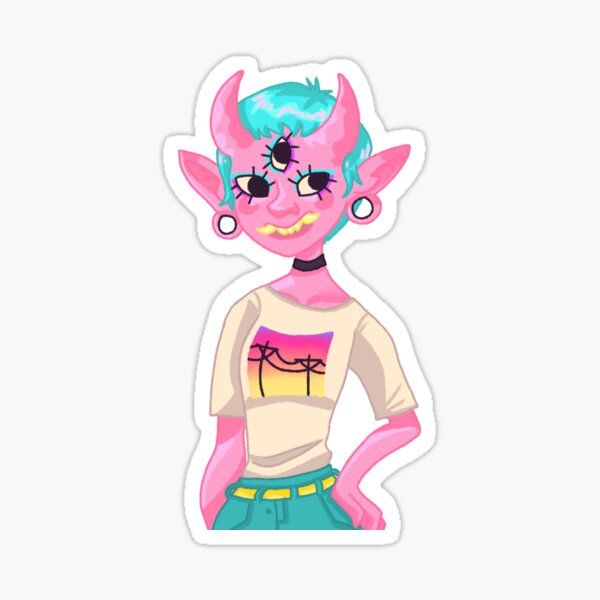 "Aesthetic Oni Demon Girl " Sticker for Sale by KittyyPop | Redbubble