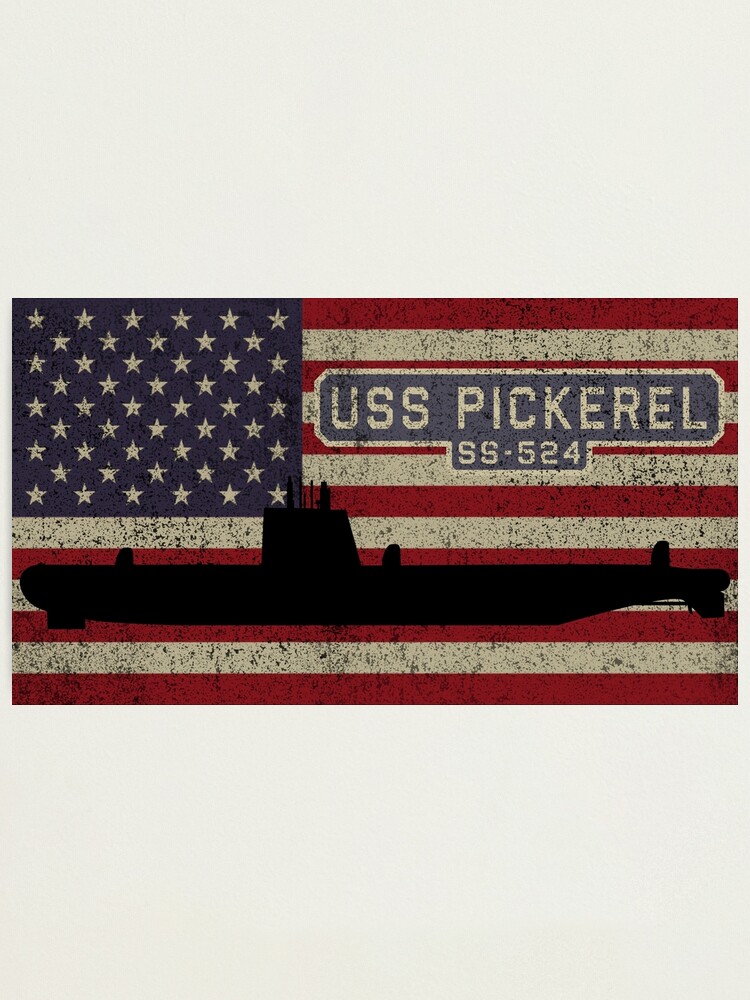 "USS Pickerel SS-524 Tench-class submarine Vintage USA American Flag ...