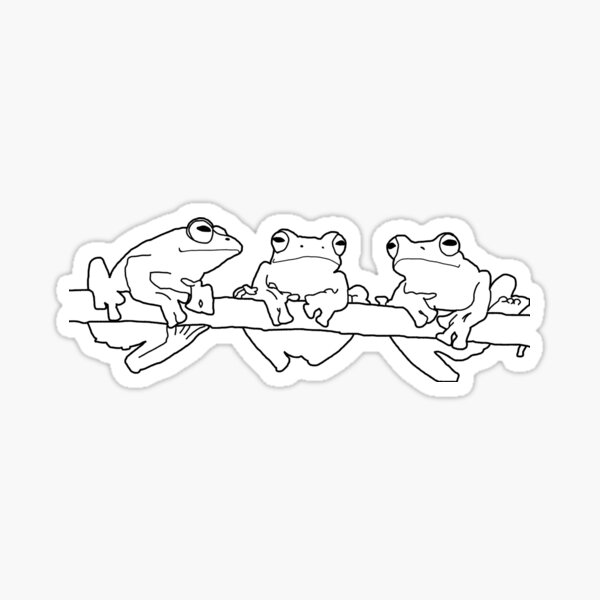 "Three Frogs on A Log (Line Art)" Sticker by emmajaynefarkas | Redbubble
