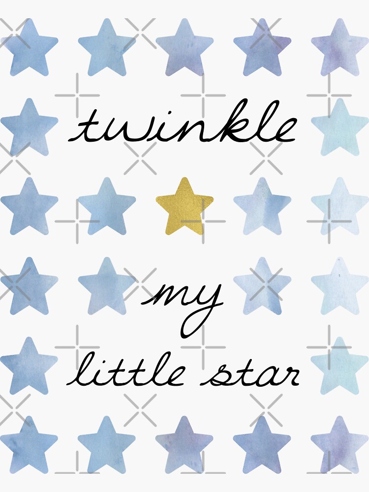 "Baby Boy Child Twinkle Twinkle Little Star Blue Gold Watercolor ...