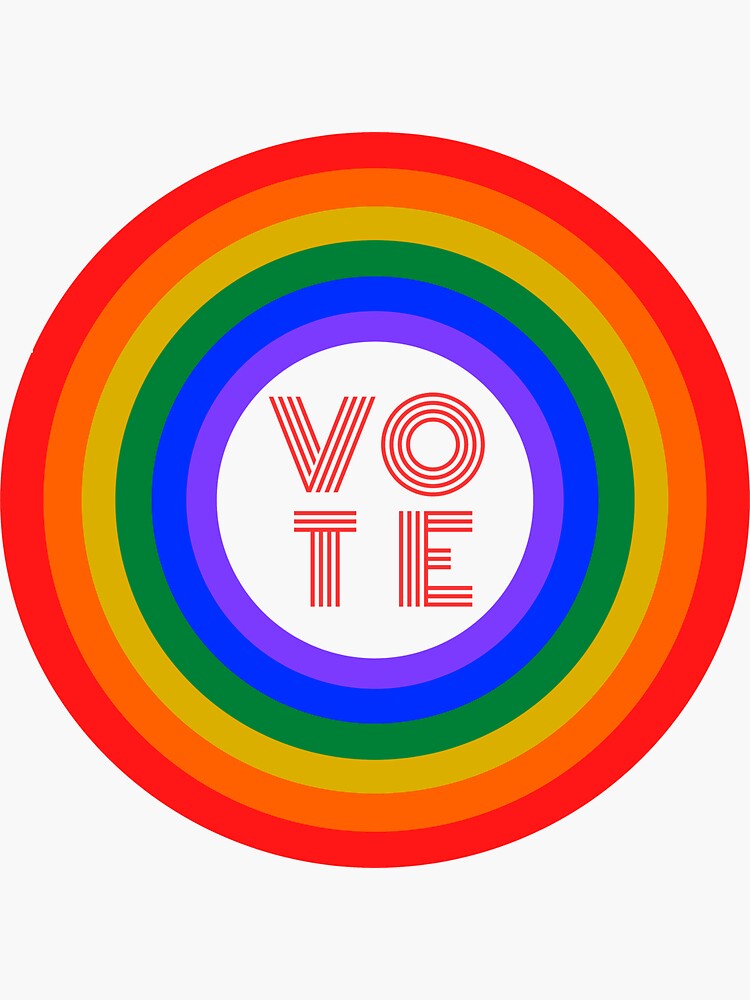 "Retro Vintage Rainbow Circle VOTE #3" Sticker by RainbowBudgie | Redbubble