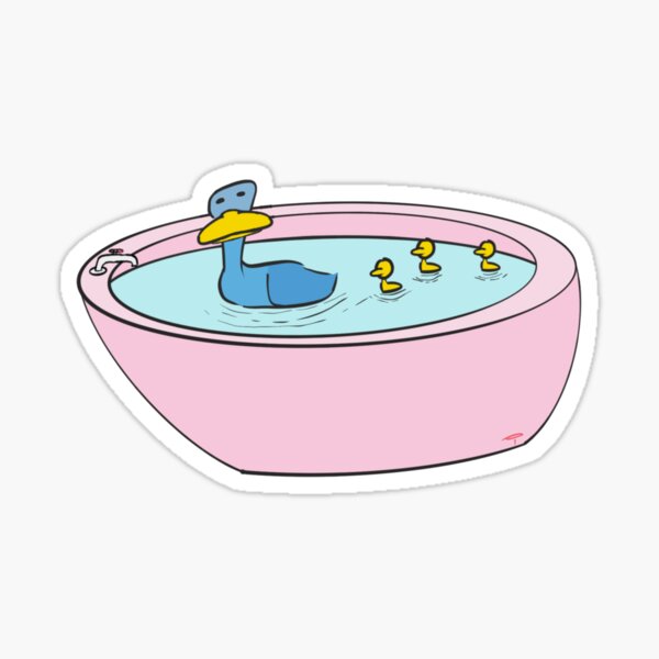 "Ducky Bird Bath" Sticker by ByLuquet | Redbubble