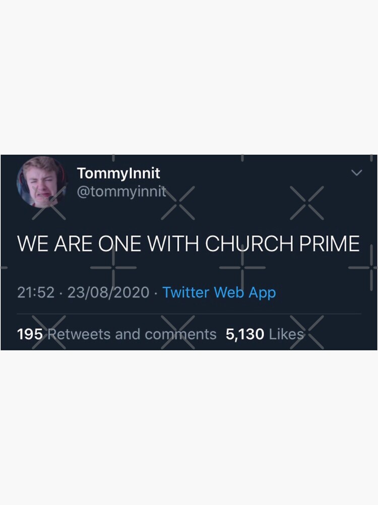 "One With Church Prime- TommyInnit" Sticker for Sale by gracieflanagan ...