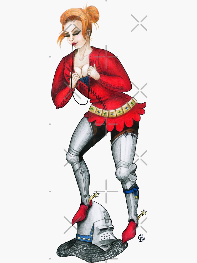 Pegatina «Armando Knight Pin Up Girl» de Claudia-dslr | Redbubble