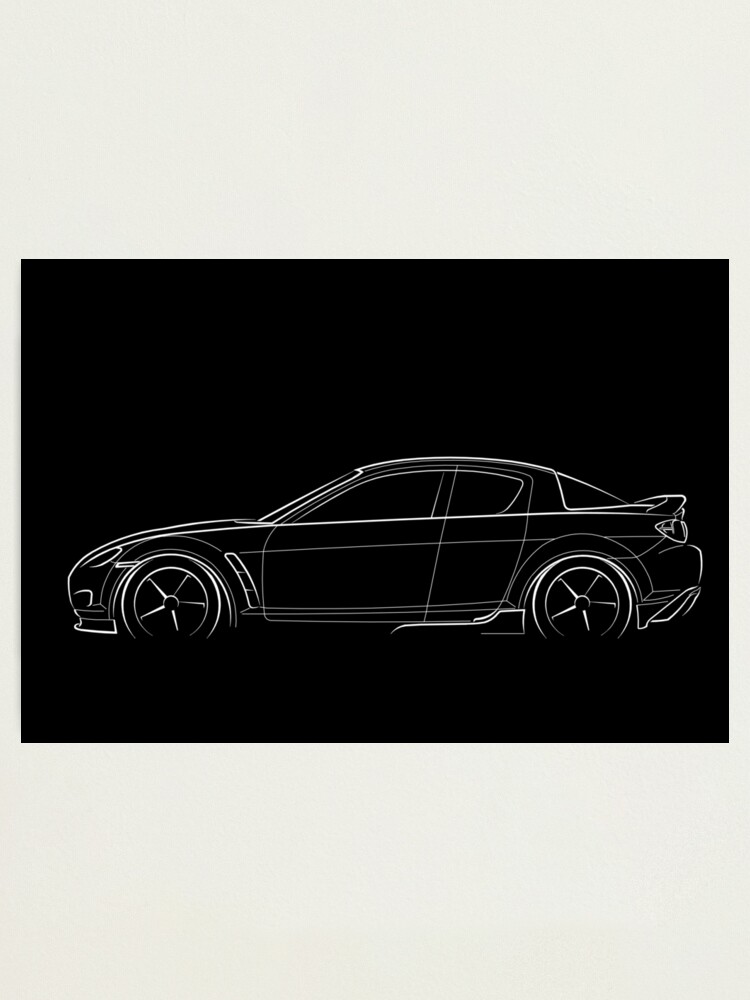 "mazda RX-8 - profile stencil, white" Photographic Print for Sale by ...