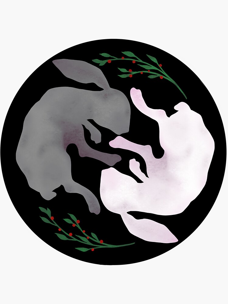 "Rabbit Bunny Yin Yang" Sticker for Sale by BlackSheepFold | Redbubble
